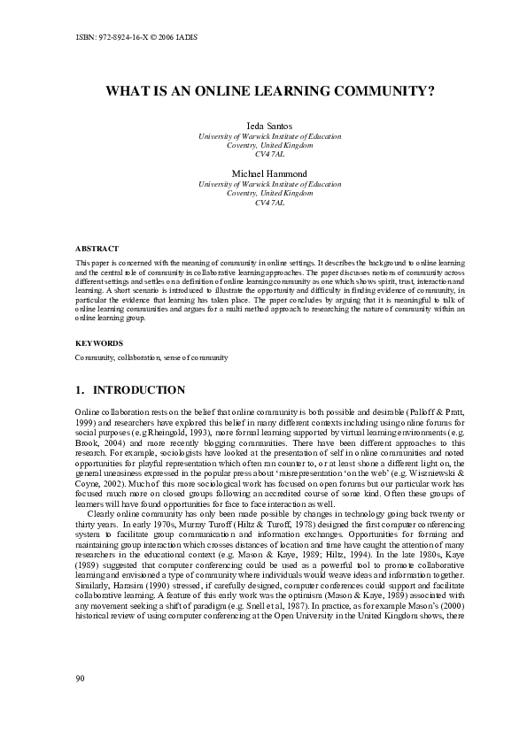(PDF) What is an online learning community