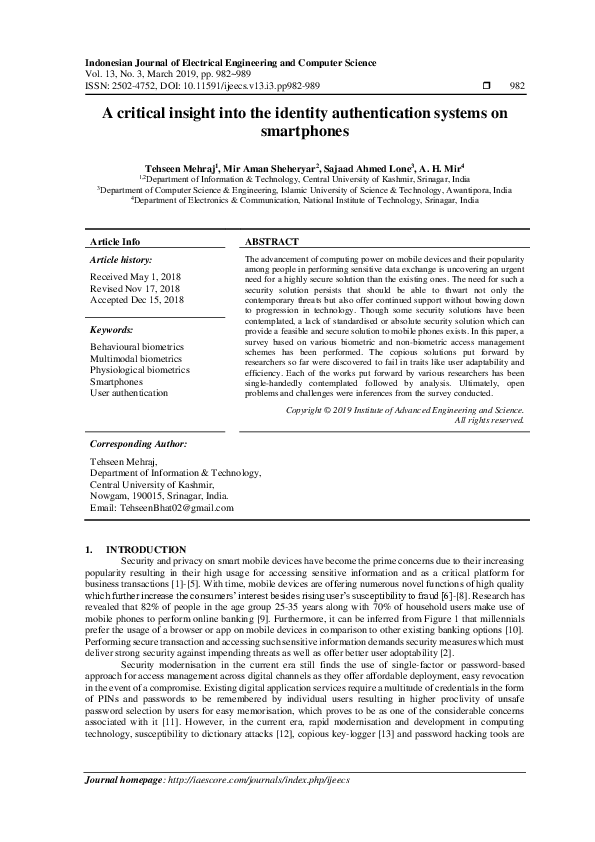 (PDF) A critical insight into the identity authentication systems on ...