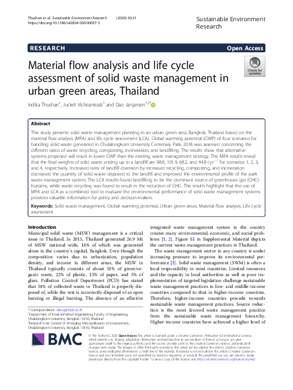 (PDF) Material flow analysis and life cycle assessment of solid waste ...