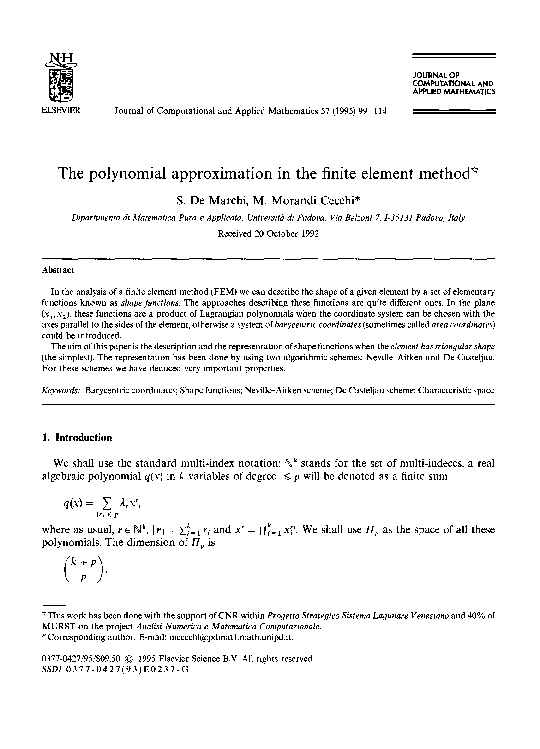 (PDF) The polynomial approximation in the finite element method