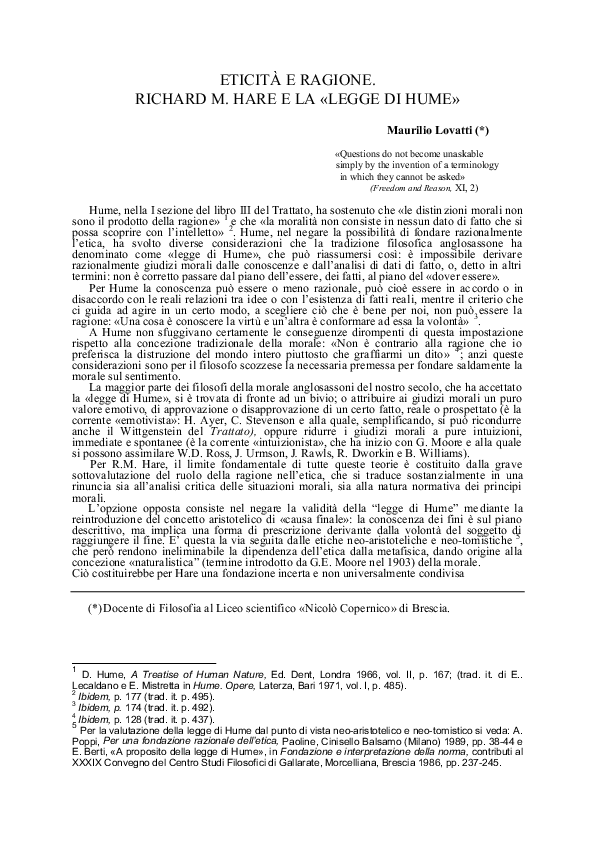 (PDF) Ethics and reason: Richard M. Hare and Hume's law