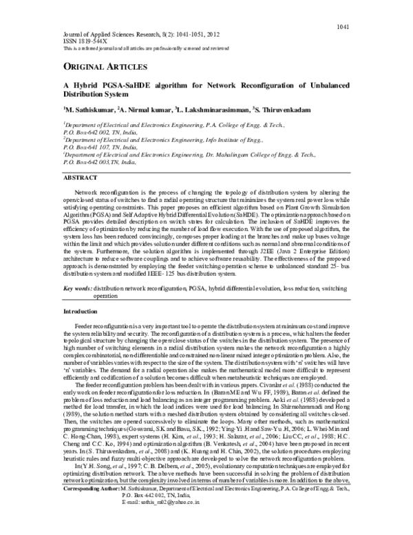 (PDF) A Hybrid PGSA-SaHDE algorithm for Network Reconfiguration of ... (PDF) A Hybrid PGSA-SaHDE algorithm for Network Reconfiguration of ...