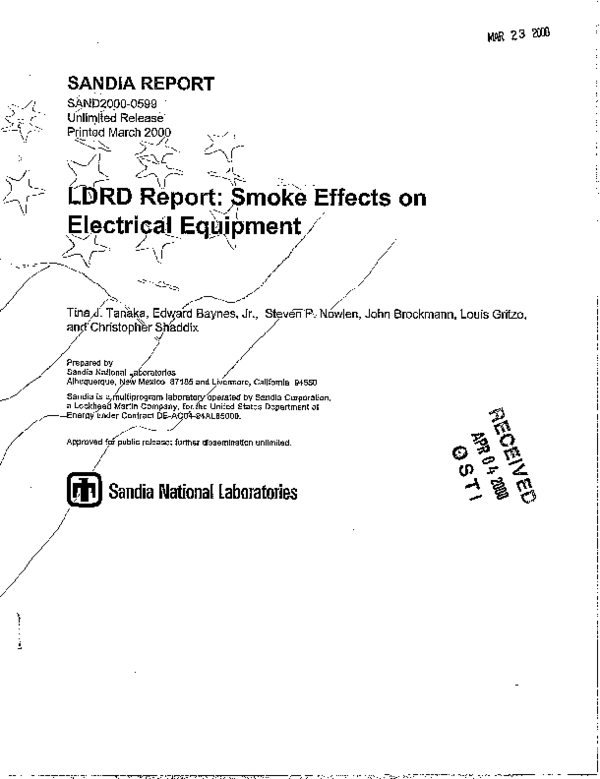 (PDF) LDRD report: Smoke effects on electrical equipment