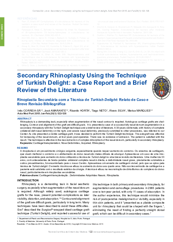(PDF) Secondary Rhinoplasty Using the Technique of Turkish Delight: a ...