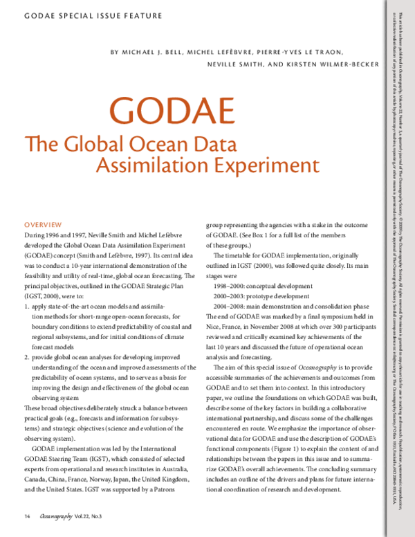 (PDF) GODAE: The Global Ocean Data Assimilation Experiment