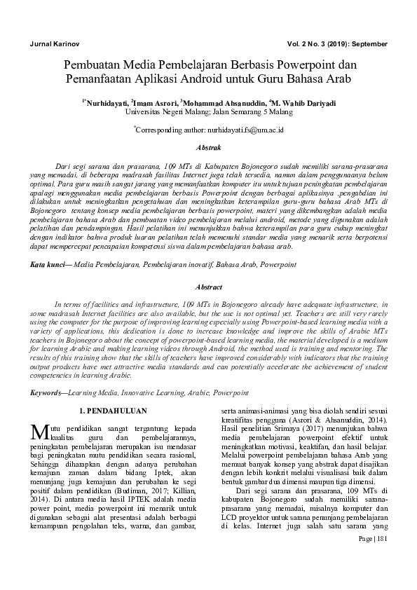 (PDF) Pembuatan Media Pembelajaran Berbasis Powerpoint Dan Pemanfaatan Aplikasi Android Untuk ...