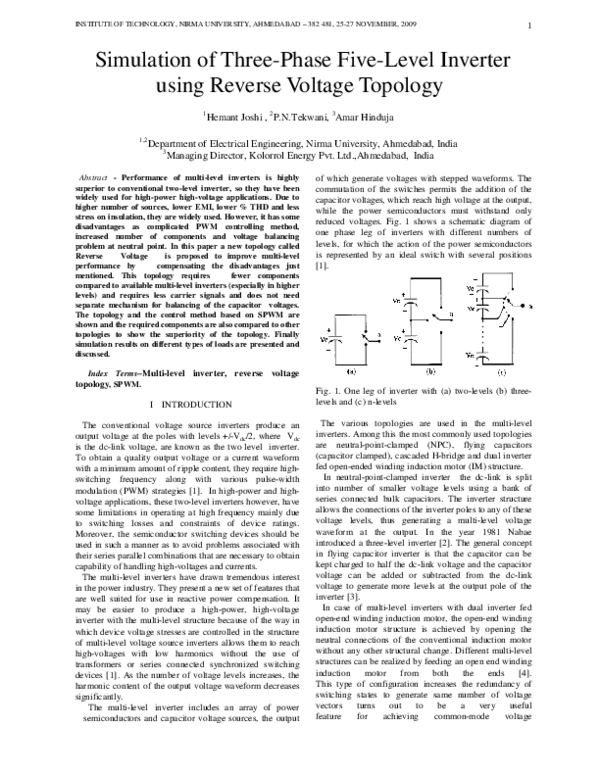 (PDF) Simulation of Three-Phase Five-Level Inverter using Reverse ... (PDF) Simulation of Three-Phase Five-Level Inverter using Reverse ...