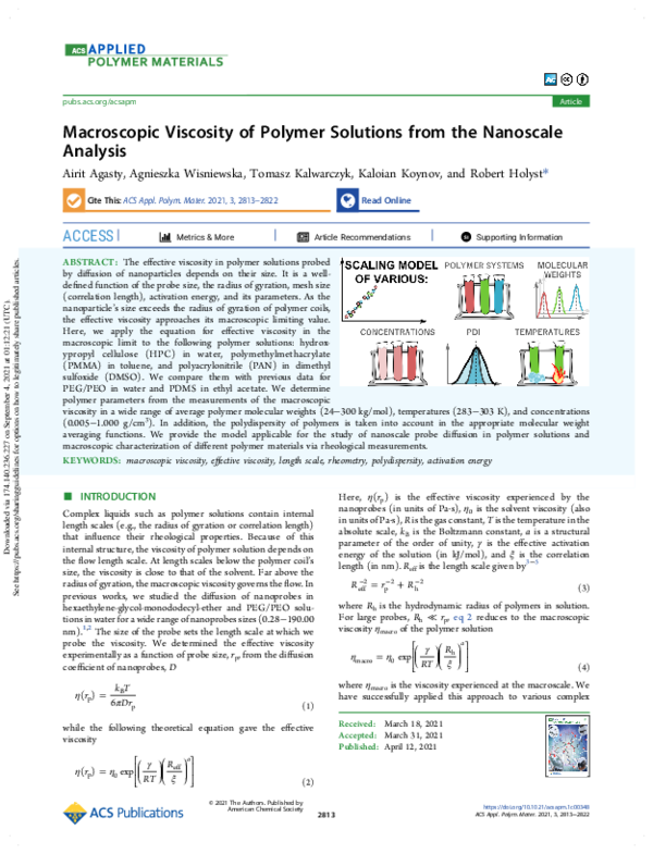 (PDF) Macroscopic Viscosity of Polymer Solutions from the Nanoscale ...