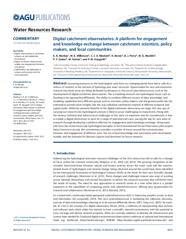 (PDF) Digital catchment observatories: A platform for engagement and ...