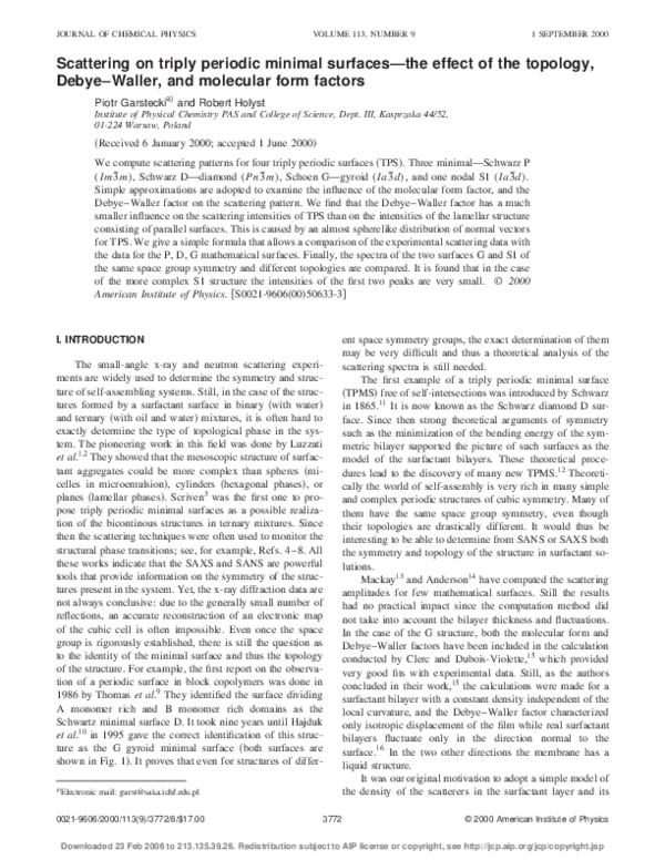 (PDF) Scattering on triply periodic minimal surfaces—the effect of the ...