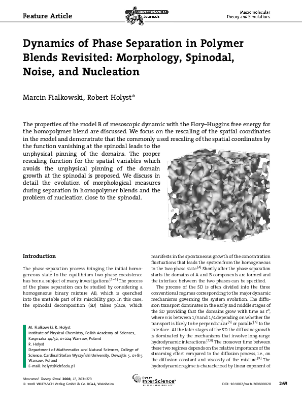 (PDF) Dynamics of Phase Separation in Polymer Blends Revisited ...