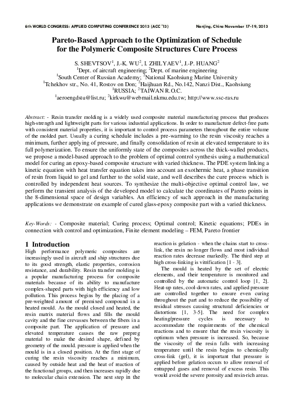 (PDF) Pareto-Based Approach to the Optimization of Schedule for the Polymeric Composite ...
