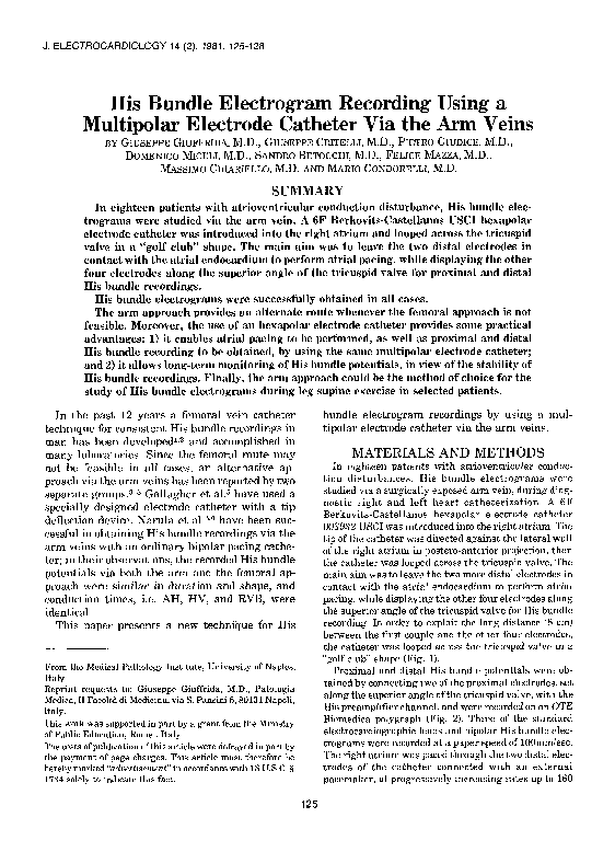(PDF) His bundle electrogram recording using a multipolar electrode ...