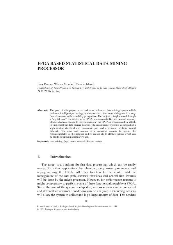 (PDF) FPGA Based Statistical Data Mining Processor