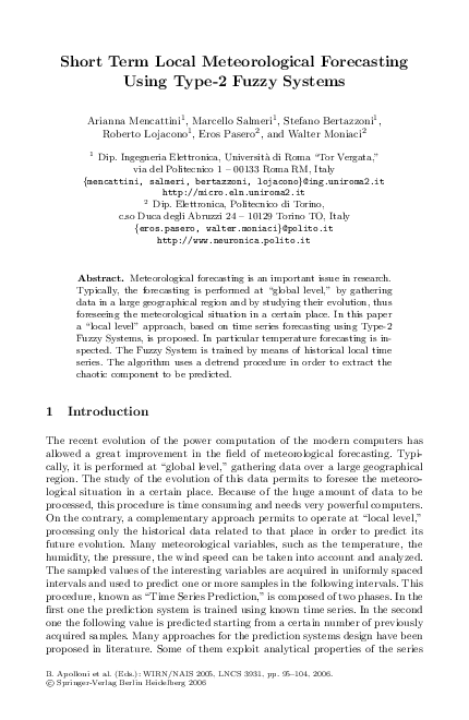 (PDF) Short Term Local Meteorological Forecasting Using Type-2 Fuzzy Systems