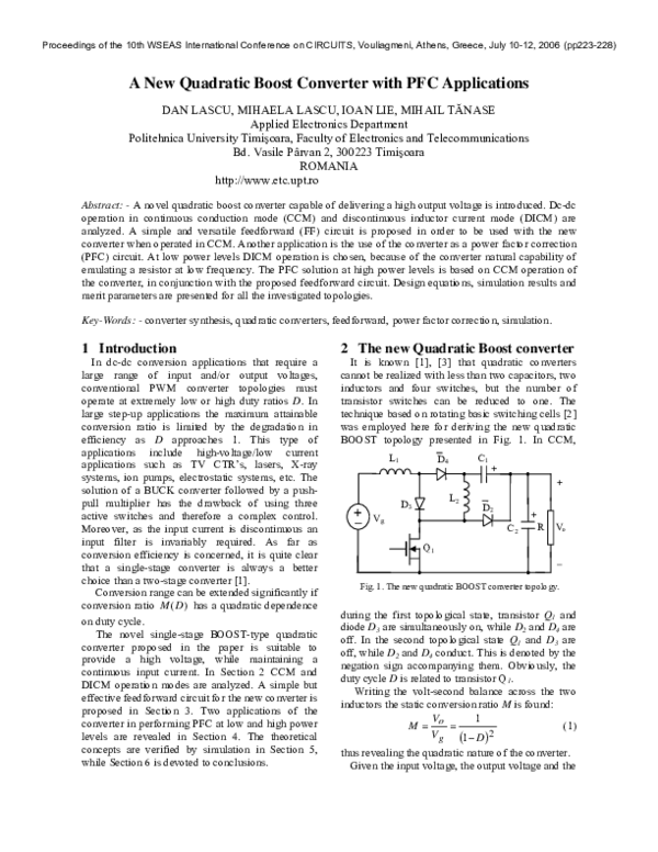 (PDF) A New Quadratic Boost Converter with PFC Applications