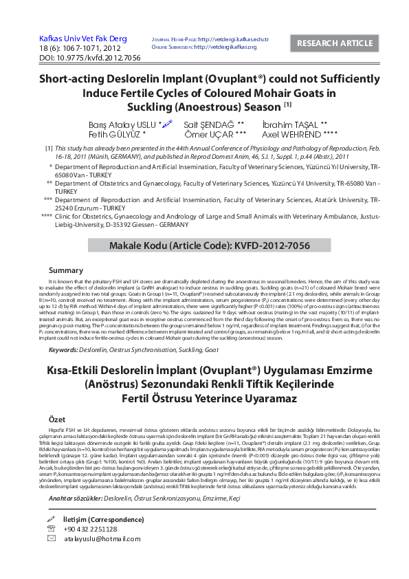 (PDF) Short-acting Deslorelin Implant (Ovuplant®) could not ...