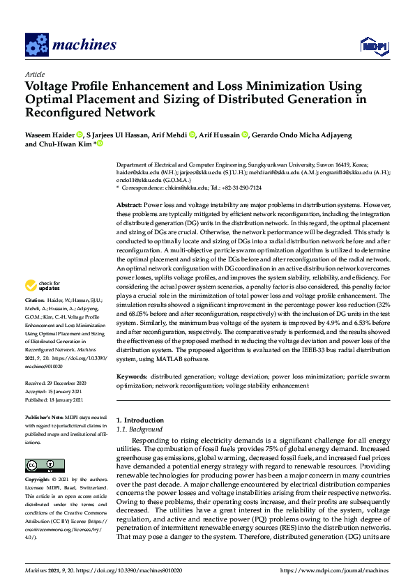(PDF) Voltage Profile Enhancement and Loss Minimization Using Optimal Placement and Sizing of ...