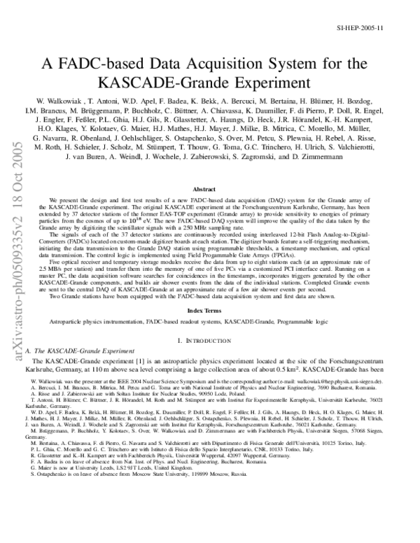 (PDF) A FADC-based data acquisition system for the KASCADE-grande ...