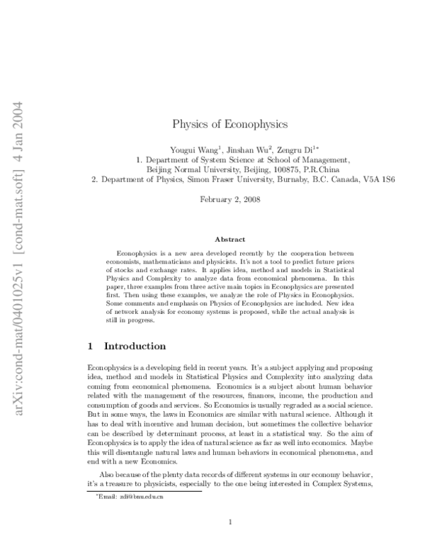 (PDF) Examining Econophysics: Statistical Physics in Economics