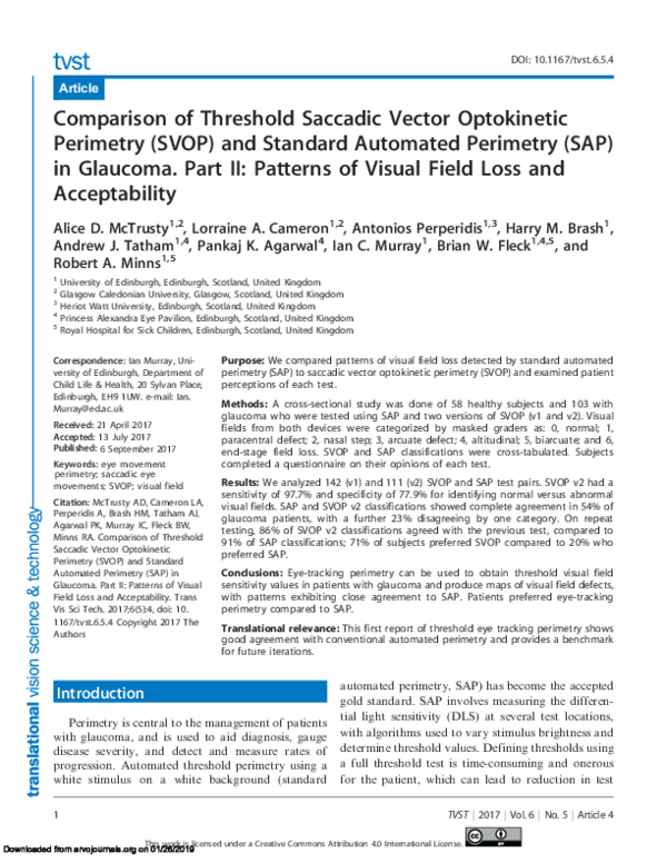 (PDF) Comparison of Threshold Saccadic Vector Optokinetic Perimetry ...