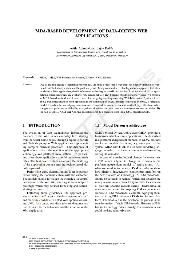 Pdf Mda Based Development Of Data Driven Web Applications
