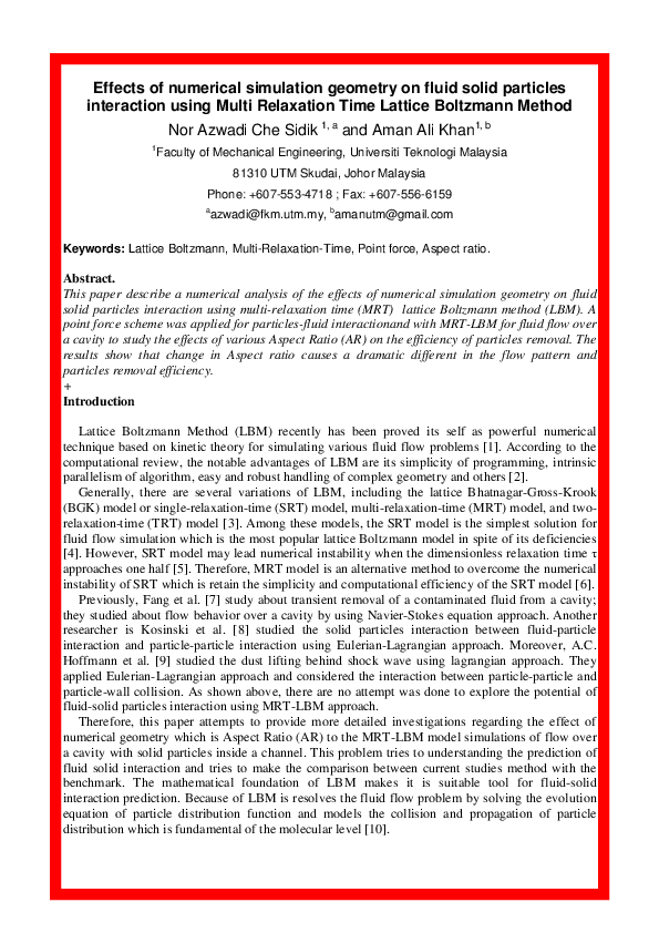 Pdf Effects Of Numerical Simulation Geometry On Fluid Solid Particles
