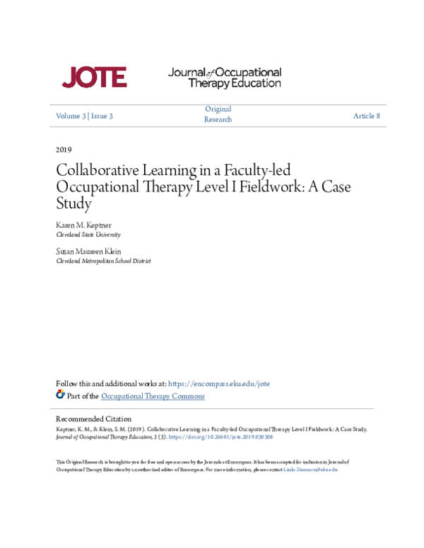 (PDF) Collaborative Learning in a Faculty-led Occupational Therapy ...