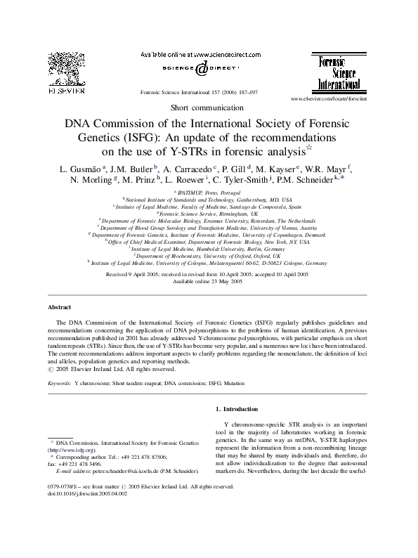 (PDF) Short communication DNA Commission of the International Society ...