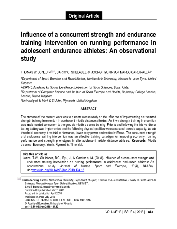 (PDF) Influence of a concurrent strength and endurance training ...
