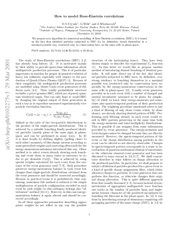 Pdf How To Model Bose Einstein Correlations