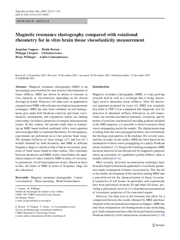 (PDF) Magnetic resonance elastography compared with rotational ...