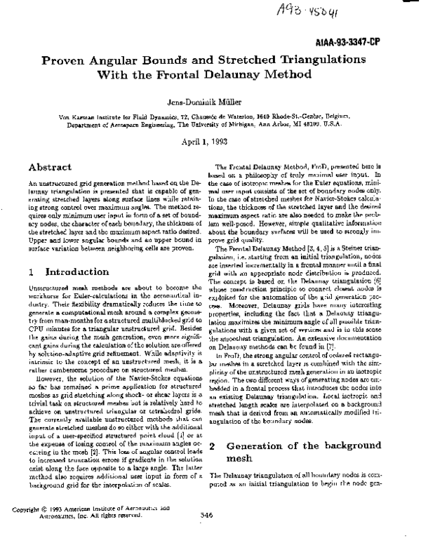 (PDF) Proven angular bounds and stretched triangulations with the frontal Delaunay method