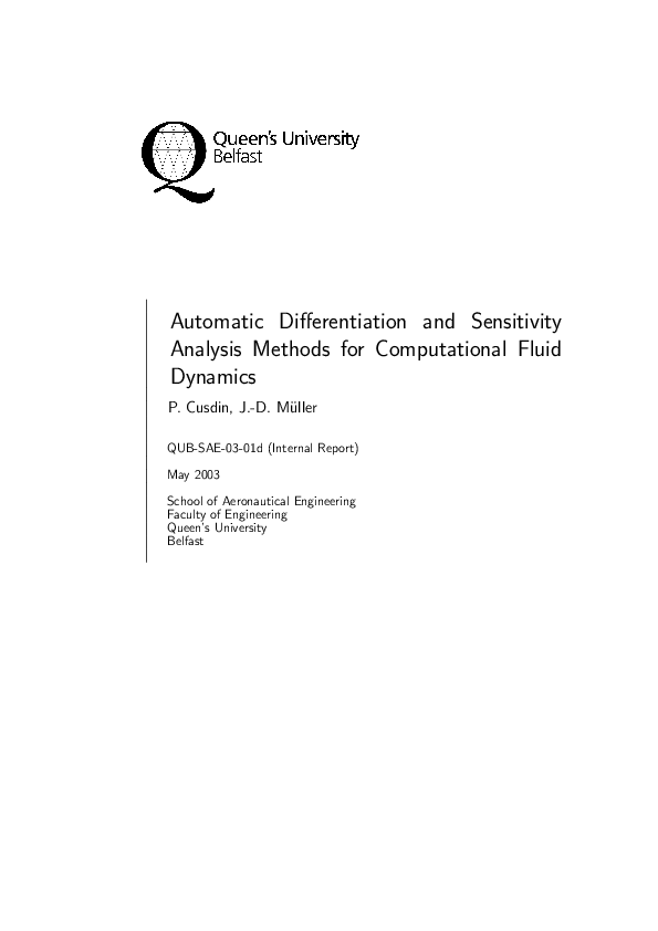 (PDF) Automatic differentiation and sensitivity analysis methods for computational fluid dynamics