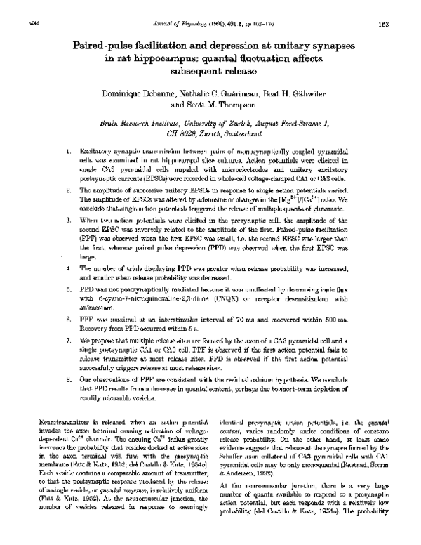 (PDF) Paired-pulse facilitation and depression at unitary synapses in ...