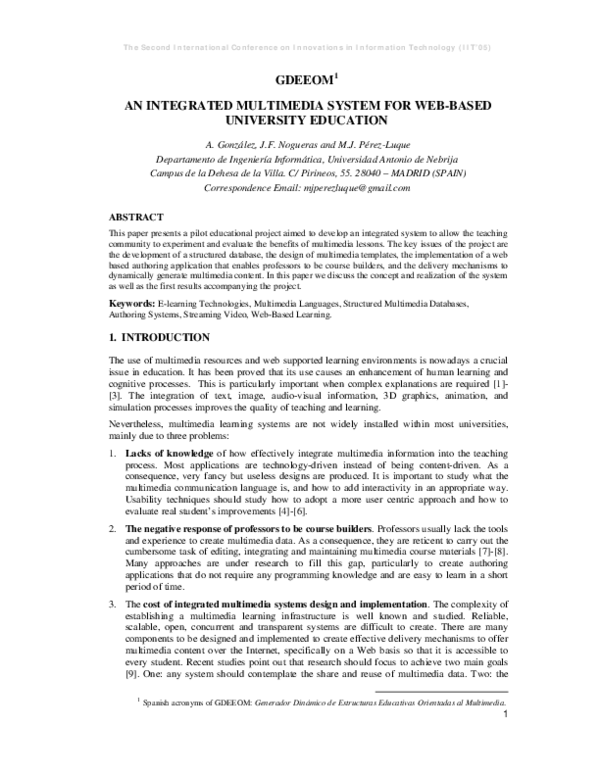(PDF) An Integrated Multimedia System for Web-Based University Education