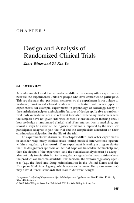 (PDF) Design and Analysis of Randomized Clinical Trials