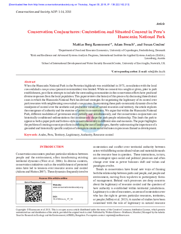 (PDF) Conservation Conjunctures: Contestation and Situated Consent in ...