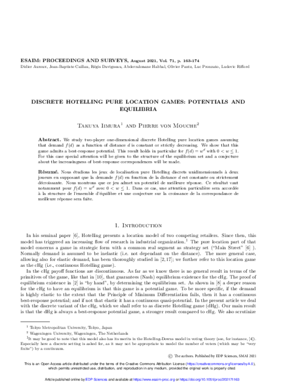 (PDF) Discrete hotelling pure location games: potentials and equilibria ...