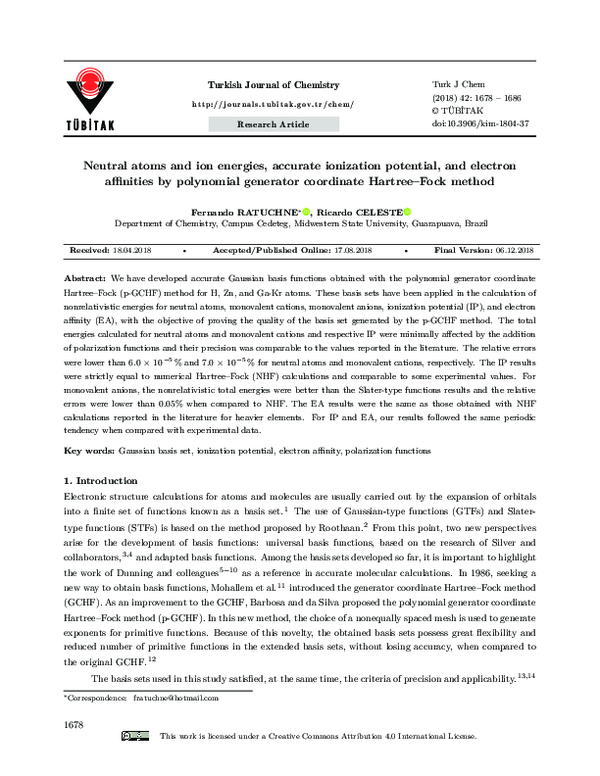 (PDF) Neutral atoms and ion energies, accurate ionization potential, and electron affinities by ...