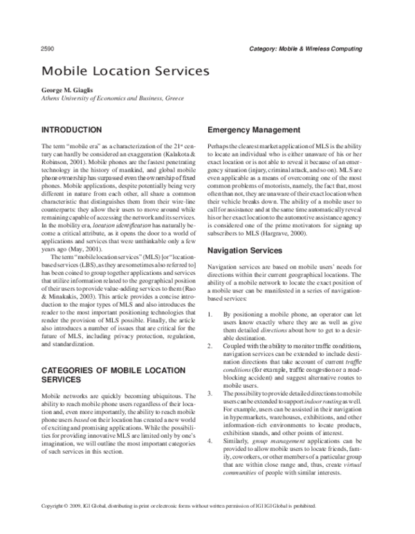 (PDF) Mobile Location Services