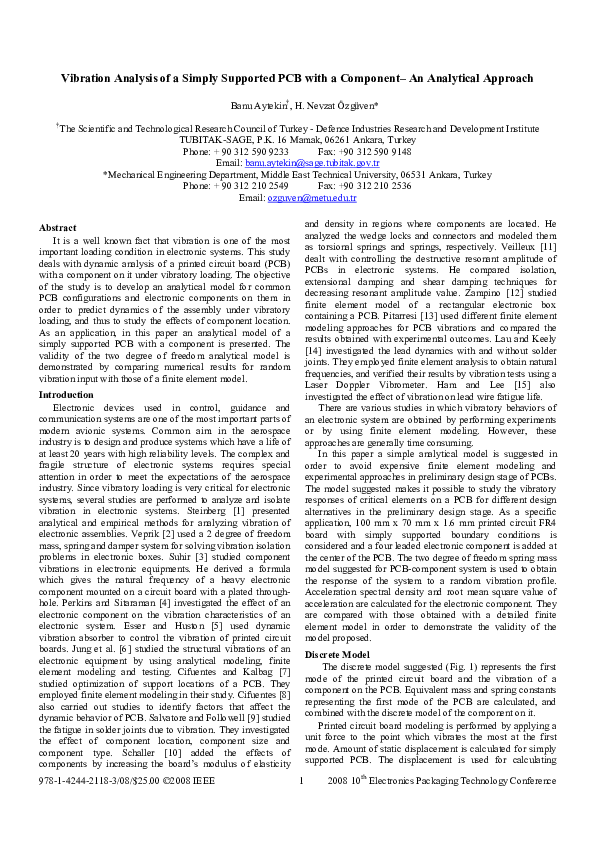 (PDF) Vibration Analysis of a Simply Supported PCB with a Component¿ An ...