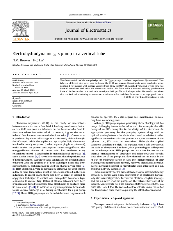 (PDF) Electrohydrodynamic gas pump in a vertical tube
