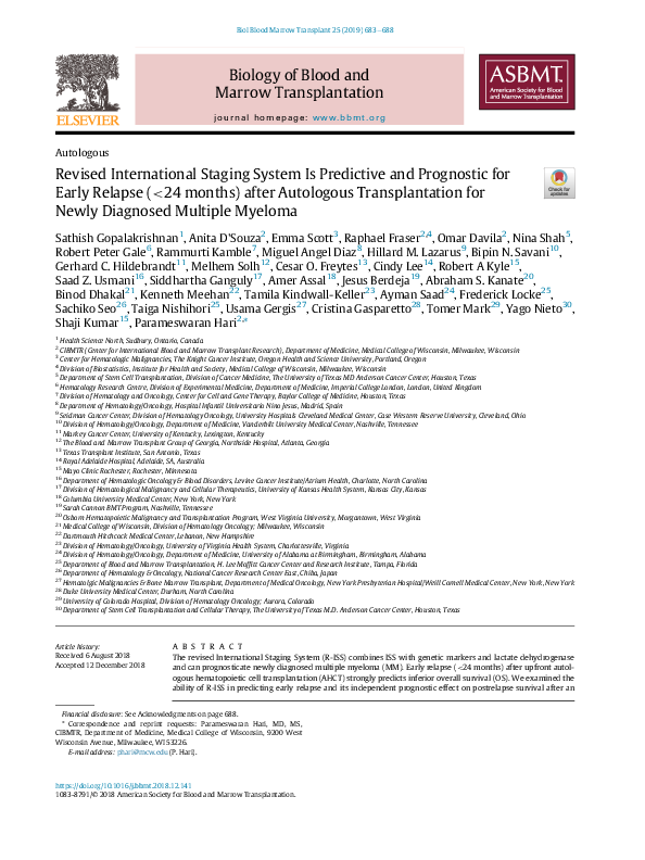 (PDF) Revised International Staging System Is Predictive and Prognostic ...