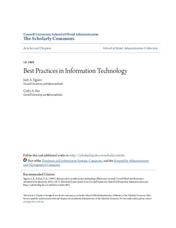 (PDF) Best practices in information technology