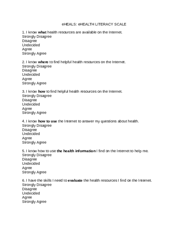 (PDF) Construct Validity of the eHealth Literacy Scale (eHEALS) Among ...