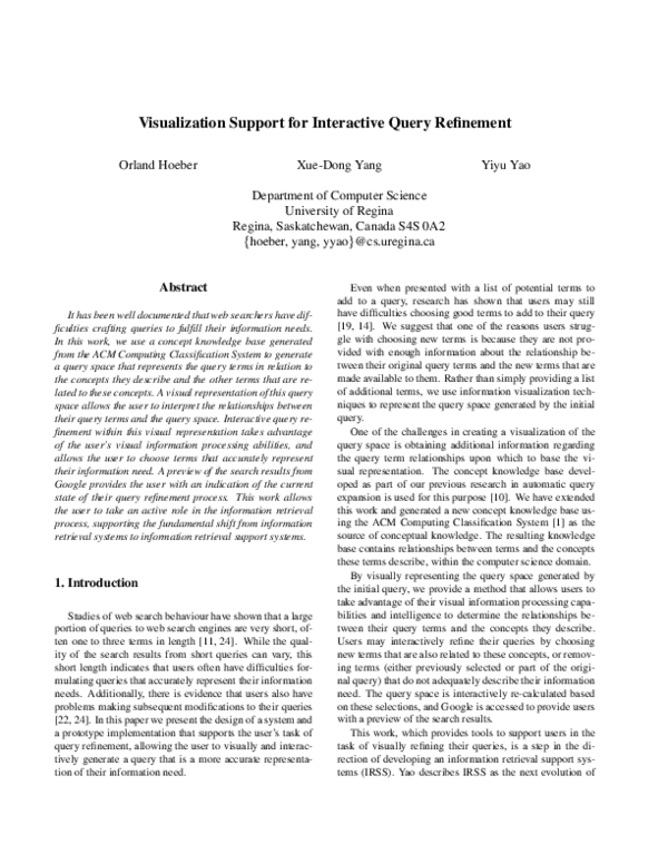 (PDF) Visualization Support for Interactive Query Refinement | O ...