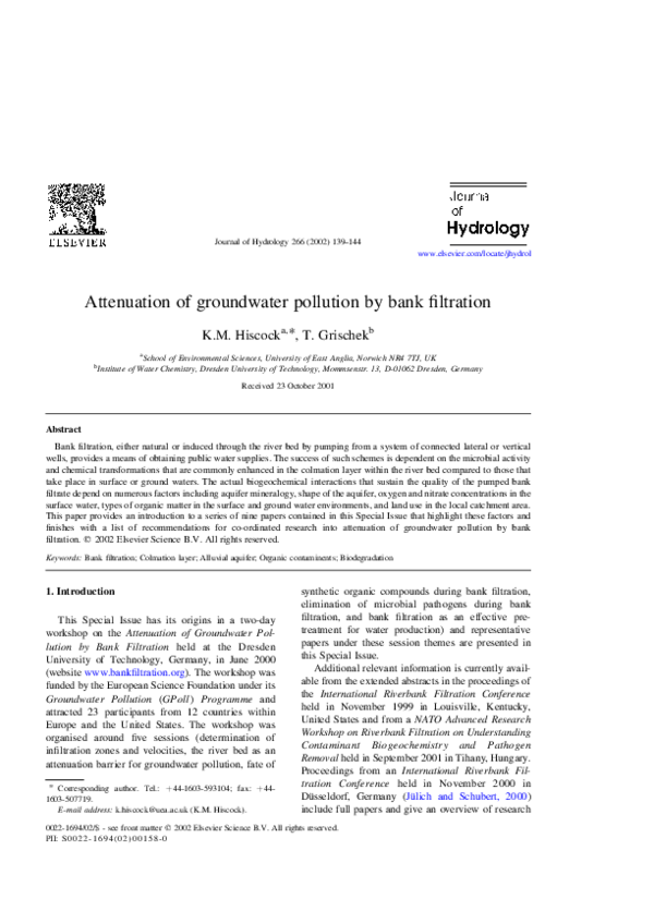 (PDF) Attenuation of groundwater pollution by bank filtration