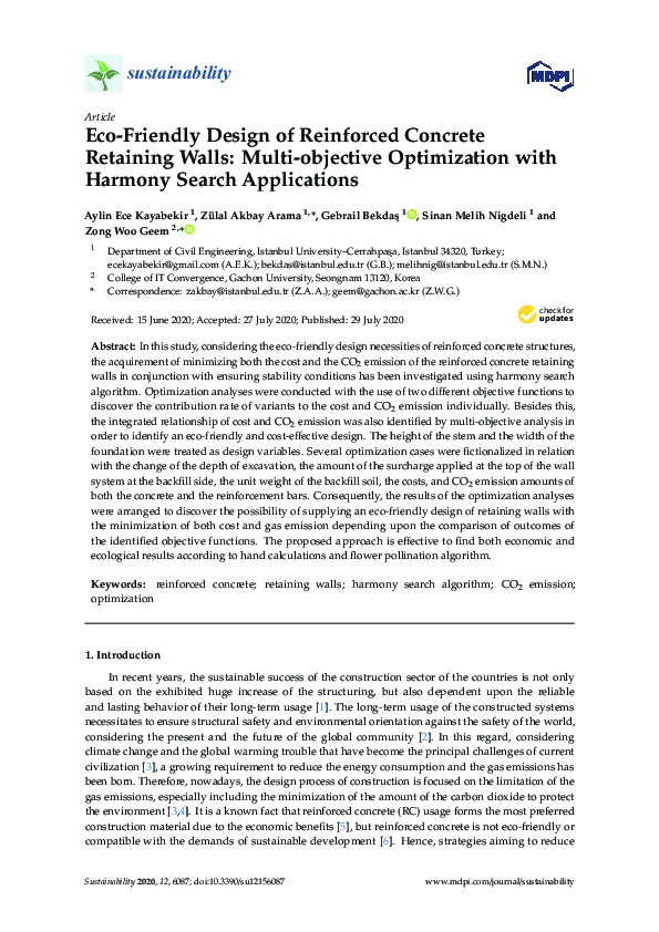 (PDF) Eco-Friendly Design of Reinforced Concrete Retaining Walls: Multi-objective Optimization ...