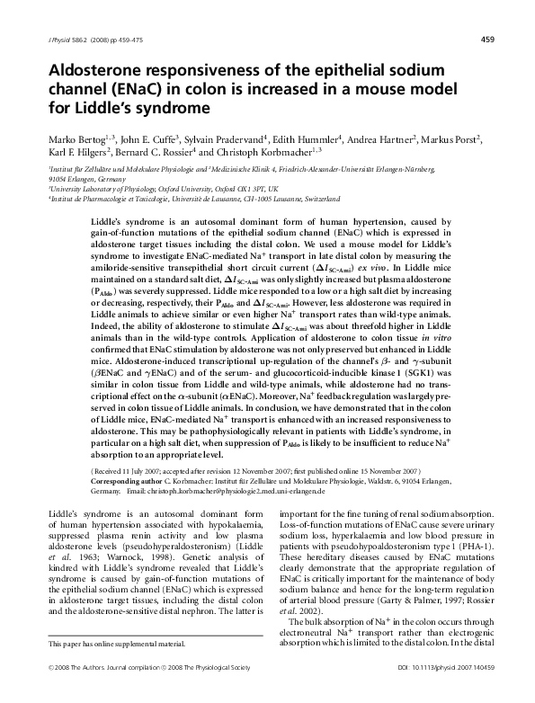 (PDF) Aldosterone responsiveness of the epithelial sodium channel (ENaC ...